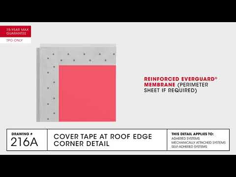 GAF Cover Tape at Roof Edge Corner Detail for TPO Commercial Roofing ...