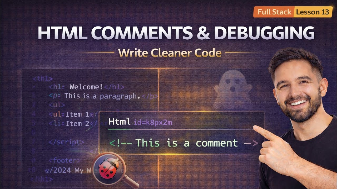 How to Use HTML Comments | Debug & Organize Your Code | Full Stack Lesson 13 (2026)