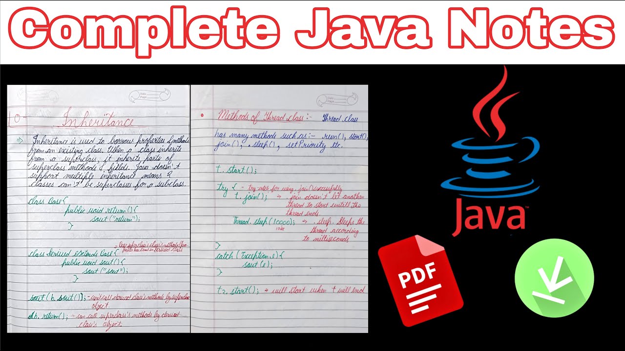 Complete Java Language Handwritten Notes PDF | Download
