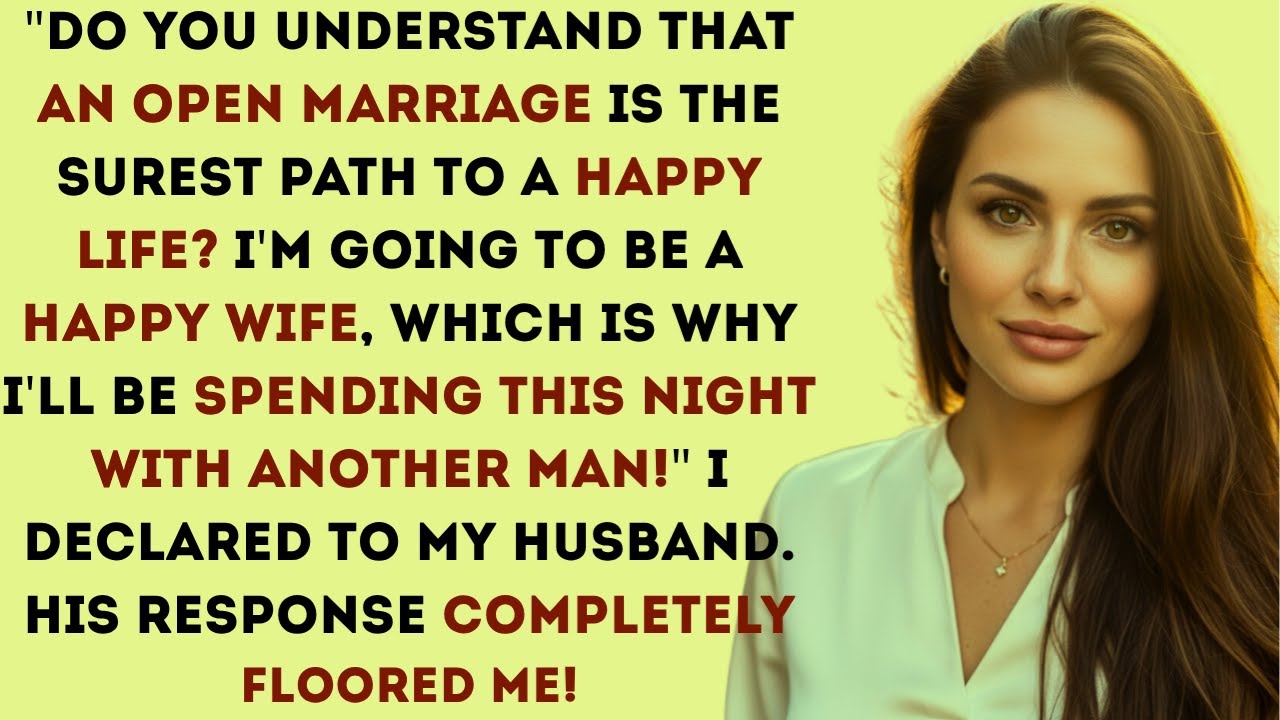 Do you understand that an open marriage is the surest path to a happy life I’m going to be a happy