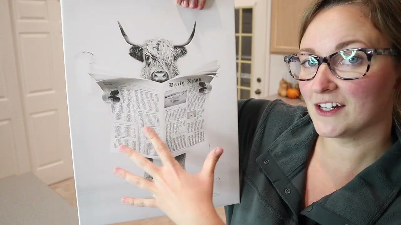 UNBOXING: Funny Cow Wall Art for Bathroom Review | Black and White Canvas Cow In Bathroom Picture