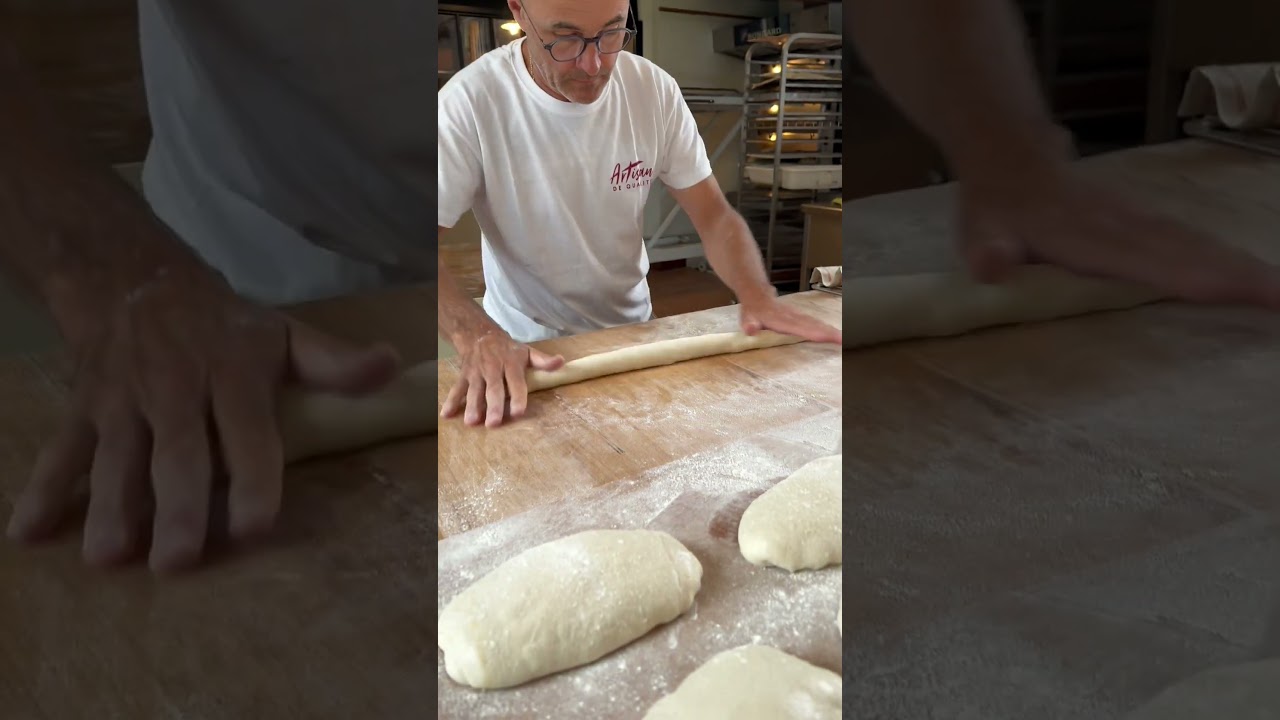 French Master Baker Shapes the Perfect Baguette 🥖 #Baguette #BreadMaking #FrenchBread  #baking