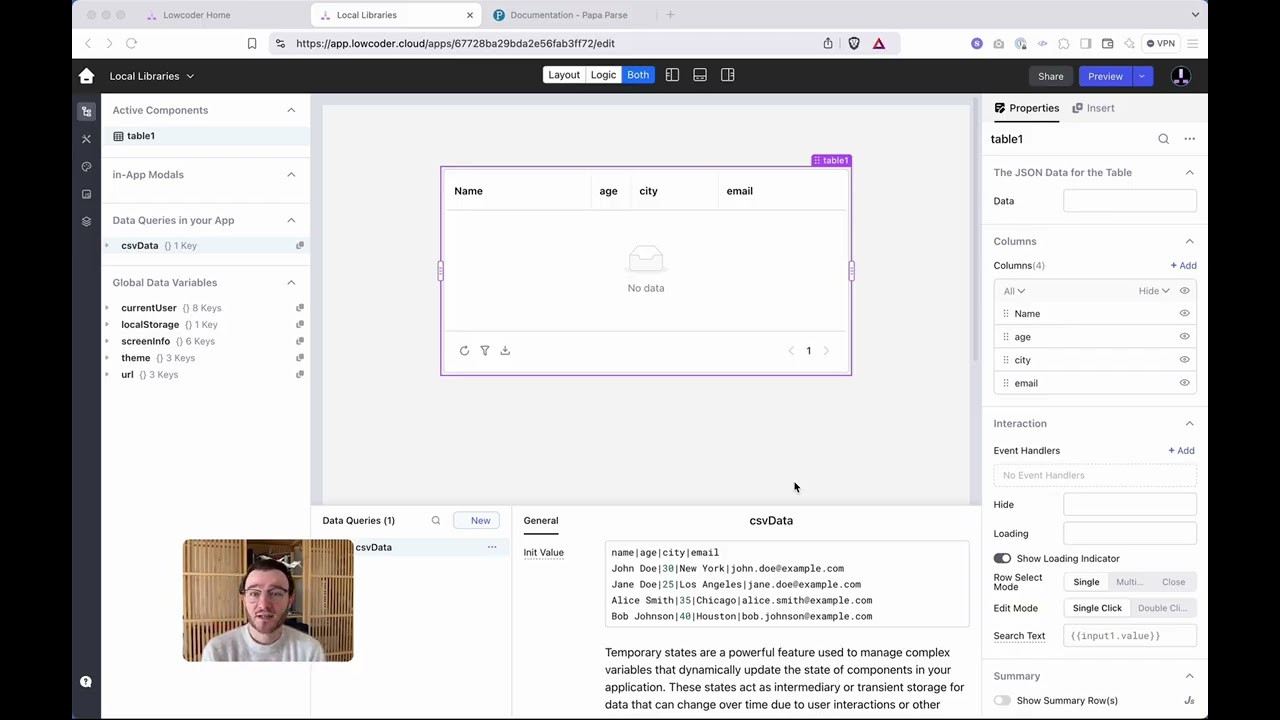 Lowcoder Tutorial - Parse CSV Data directly in Lowcoder