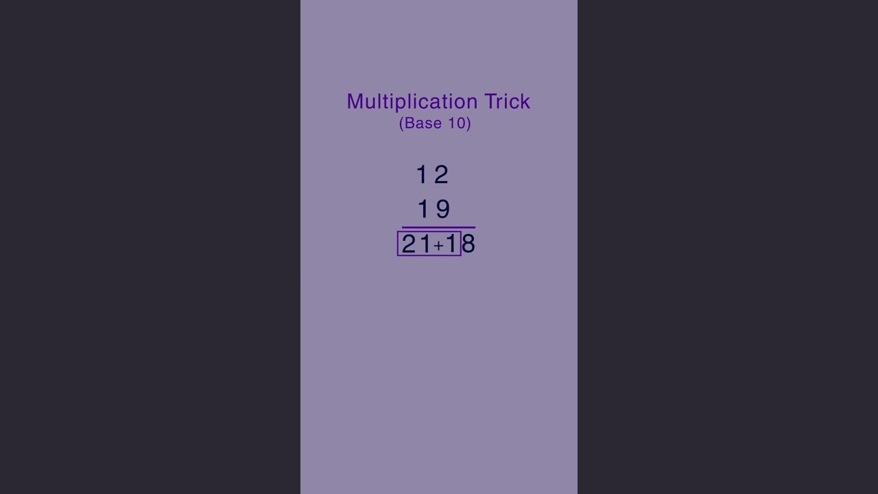 multiplication (base 10 ) 12 x 19 #maths #shorts #multiplicationtrick