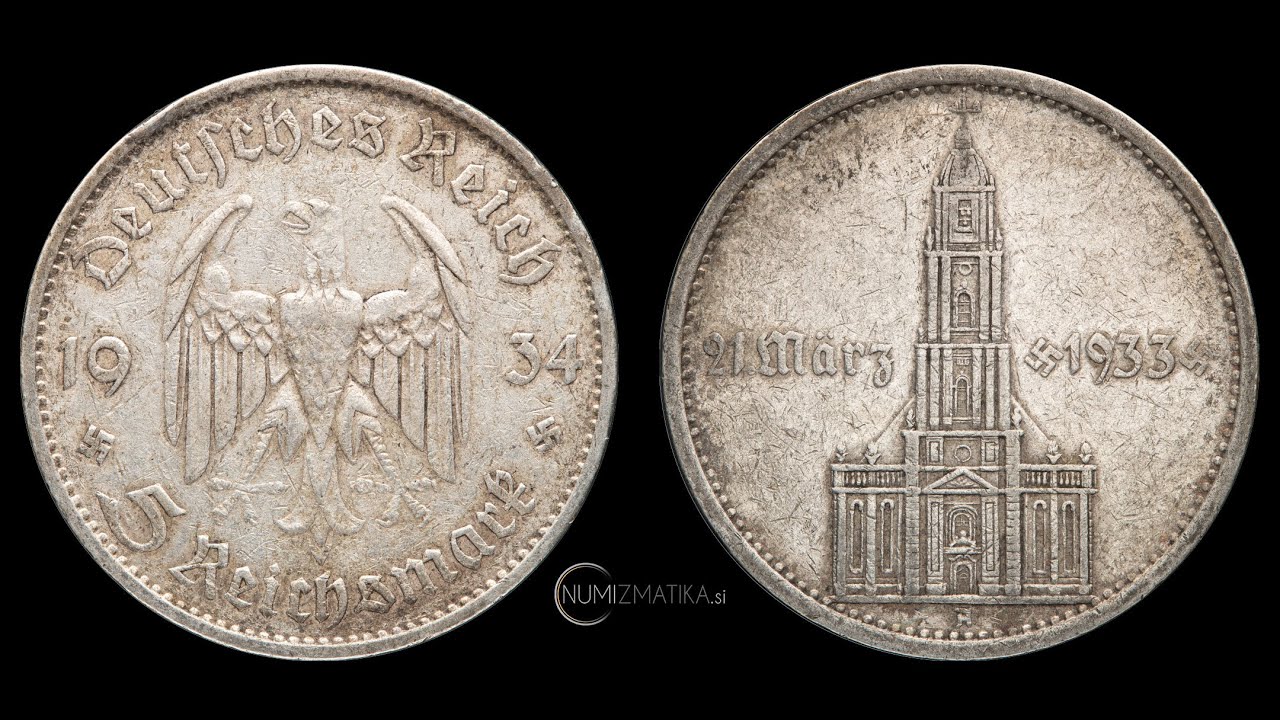 1934 Germany 5 Reichsmark Coin – Potsdam Garrison Church
