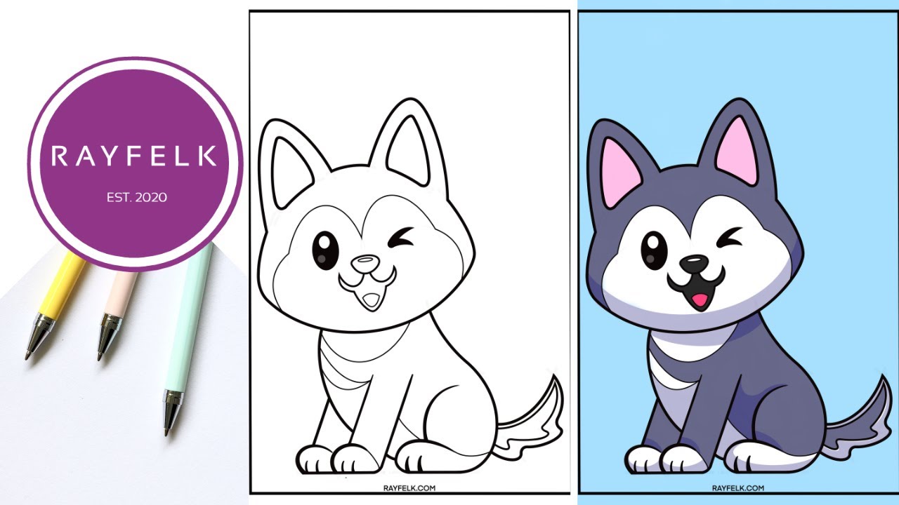 Cute Husky Coloring Pages | Rayfelk Printable Coloring Pages | Dog Coloring Page