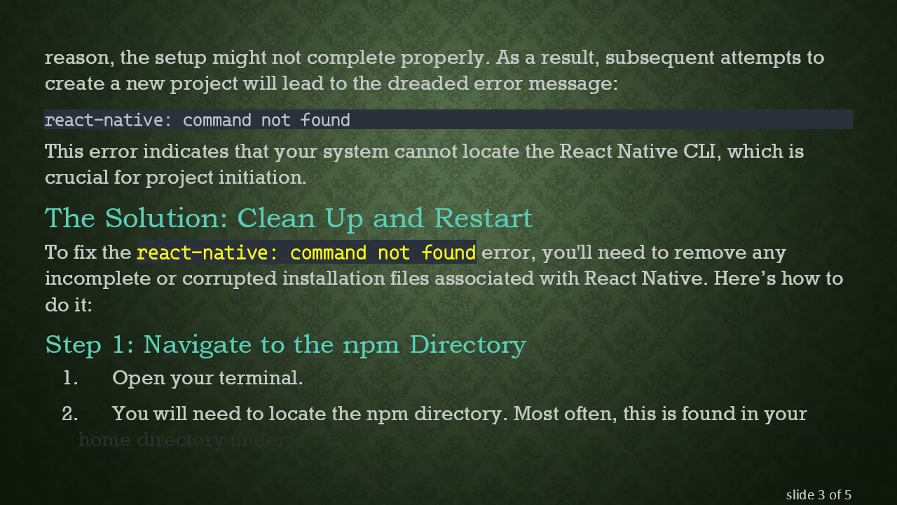 Resolving the react-native: command not found Error When Creating a React Native Project