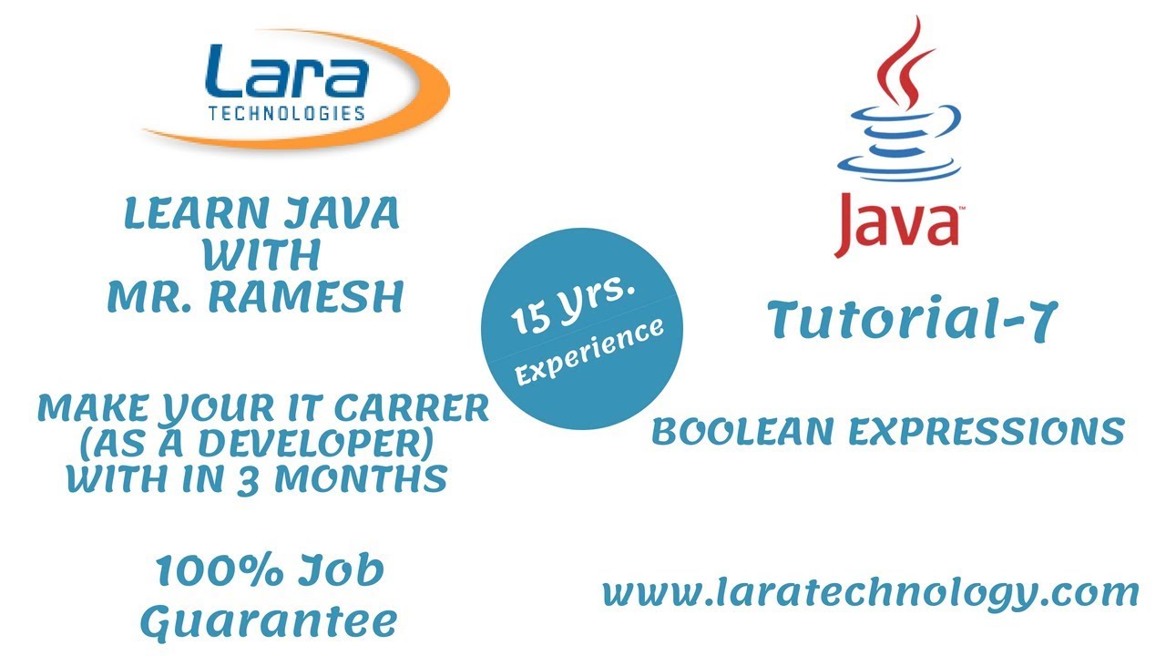 Tutorial-7 | Bollean Expression | Java Tutorial for Beginners | Lara Technology