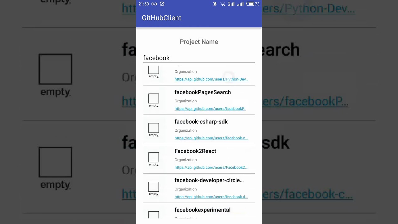 Github client. Android app. Rxjava, Retrofit, MVP