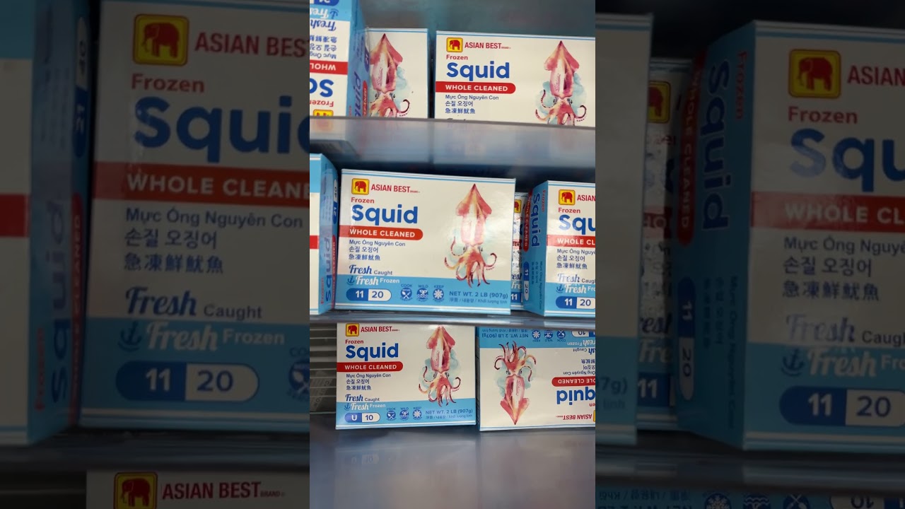 Squid. Whole Cleaned. Frozen.