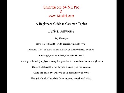 SmartScore 64 NE Pro: How to enter and edit Lyrics!