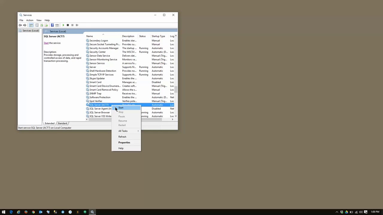 Tech Tip Start SQL Server