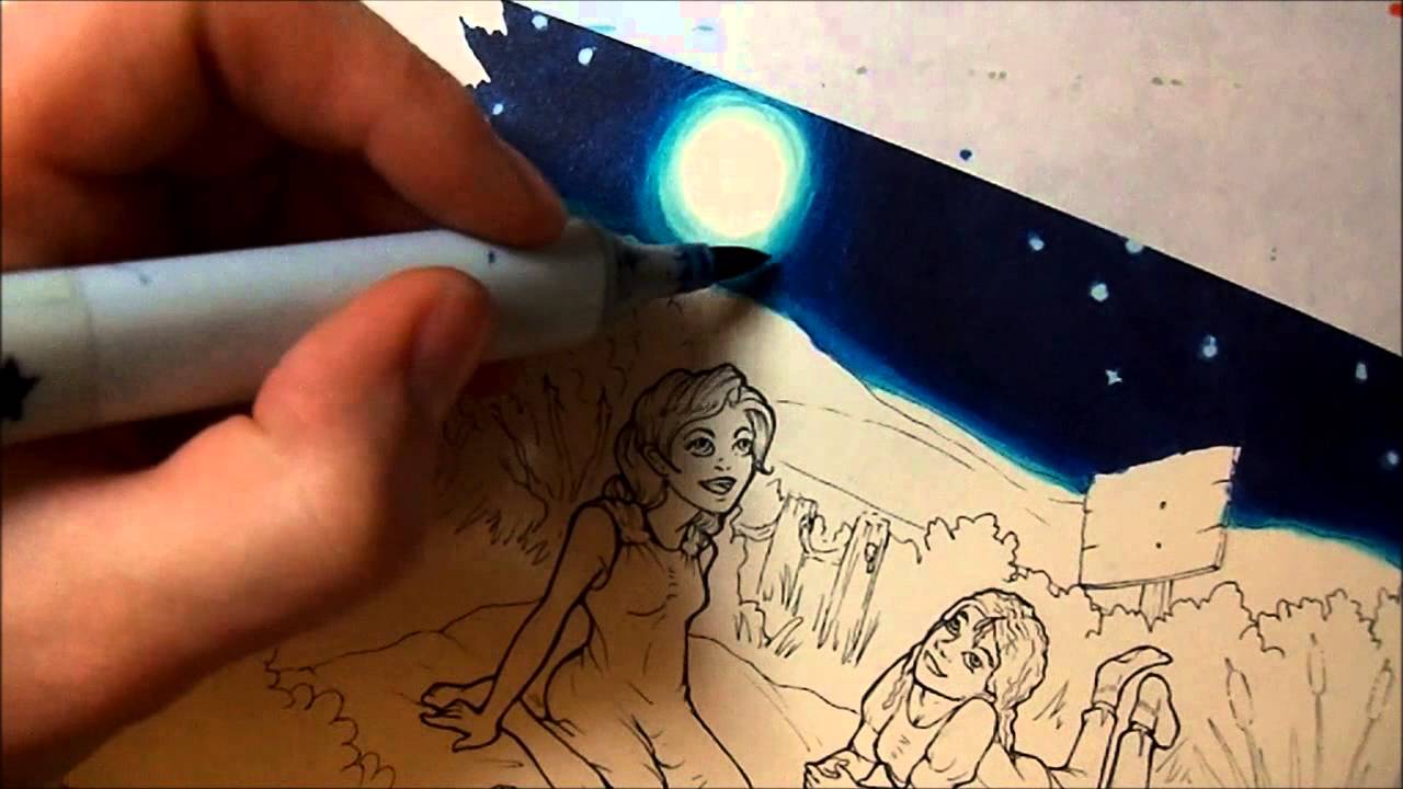 Tutorial: Coloring a Night Scene with Copic Markers