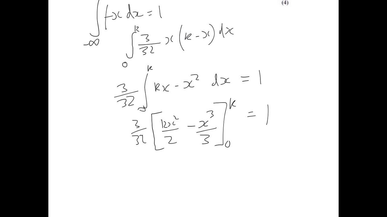 Finding k using integration in a pdf