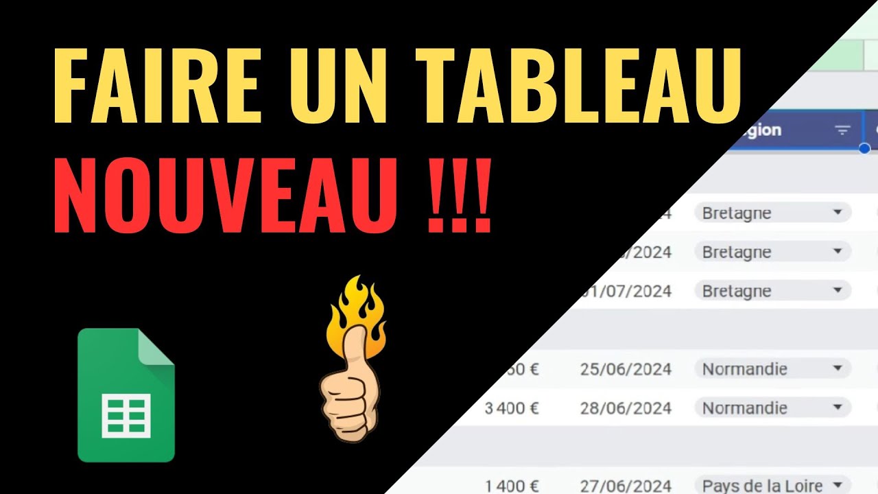 FAIRE UN TABLEAU dans Google Sheets (facile !)