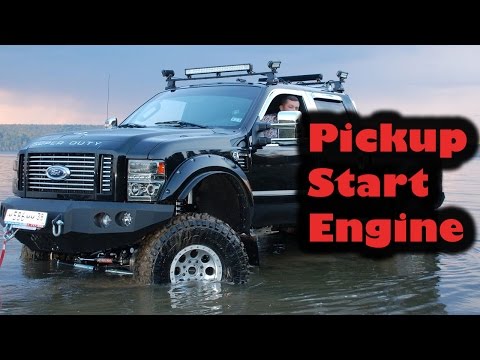 Powerful pickup truck from USA. Pickup truck with snow tracks