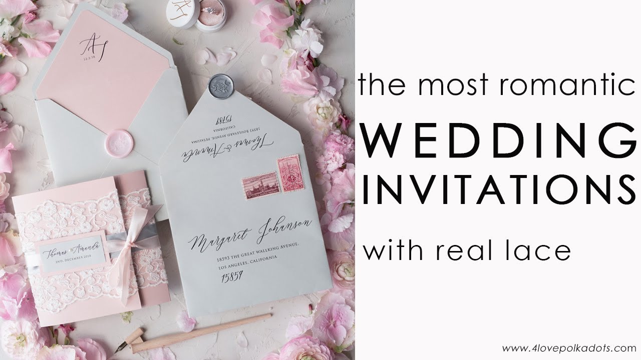 Romantic wedding invitations with lace