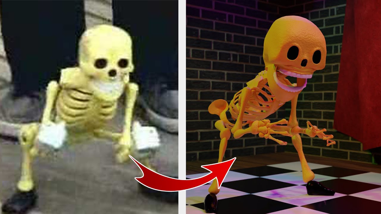 Dancing skeleton meme but animated in 3D