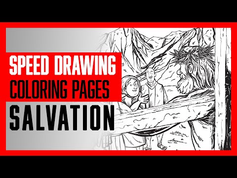 SPEED DRAWING: Creating A Coloring Page Tutorial: Salvation Sunday School Lesson for Kids
