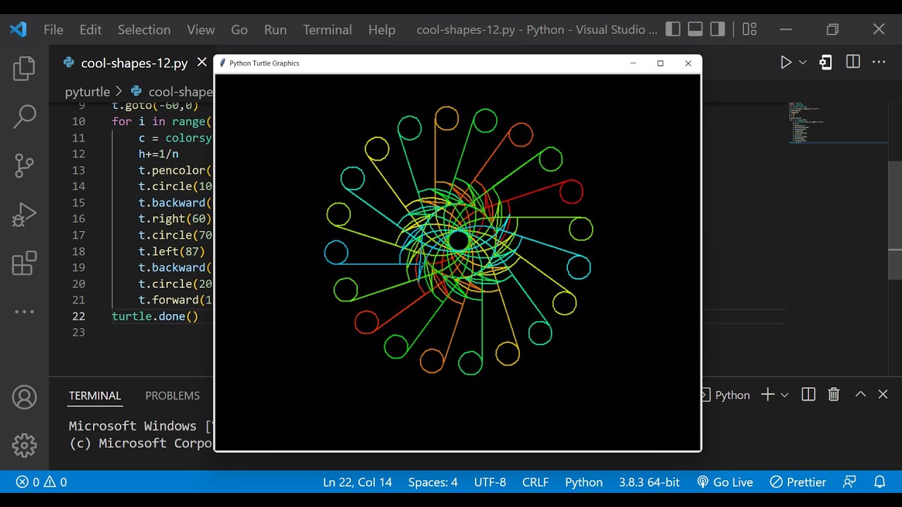 Python Turtle Graphics - 25 | Cool Shape Drawing | Python Turtle Coding Video | Learnonpy |