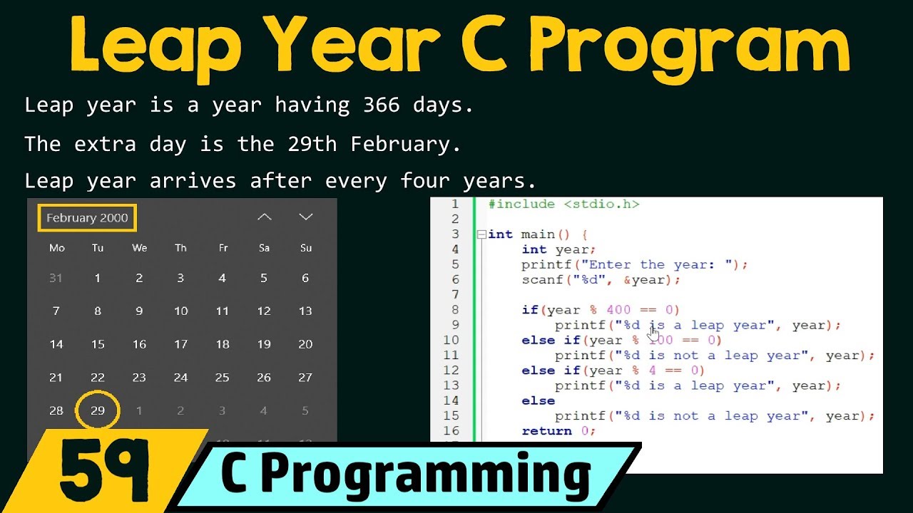 Special Programs in C − Check Leap Year