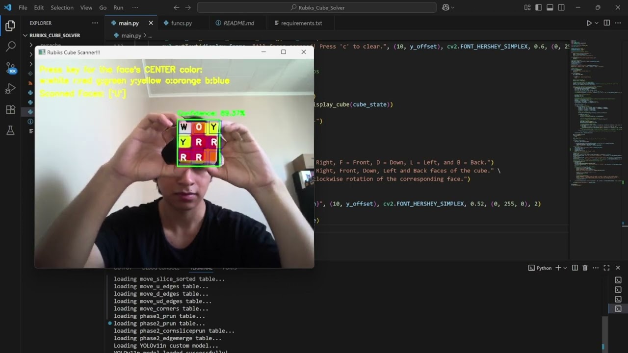 Rubik's Cube Solver - Computer Vision | OpenCV | Pytorch