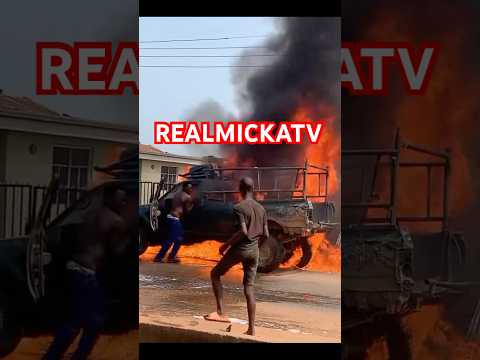 Man single handed move a truck from fire flames