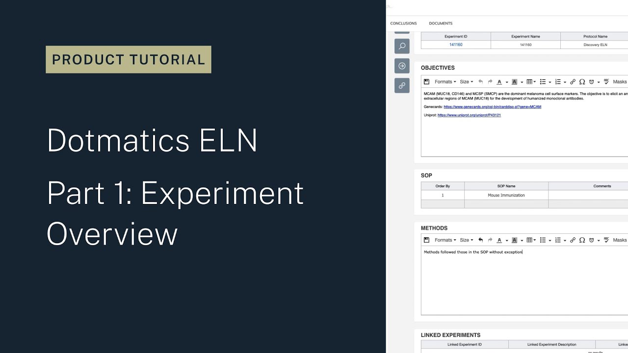 Dotmatics ELN Series Part 1: Experiment Overview