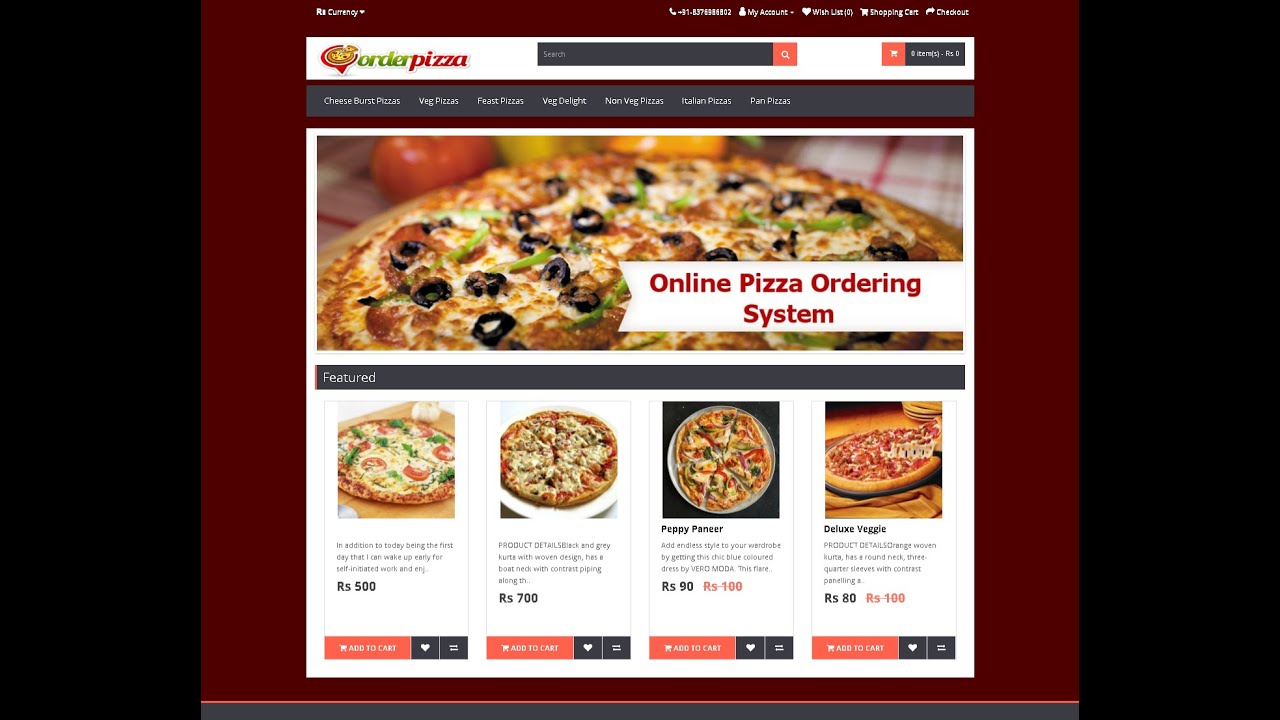 Online Pizza Ordering System | PHP and MySQL Project Source Code | PHP MySQL CRUD Project