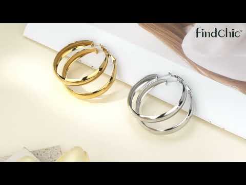 Wide Hoop Earrings for Women Stainless Steel Large Chunky Round Earrings | FindChic