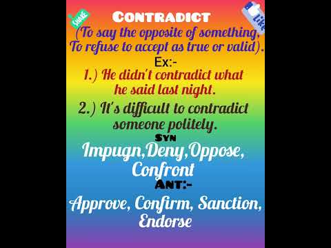 CONTRADICT meaning with examples Synonyms and Antonyms #viralvideo #englishvocabulary #englishwords