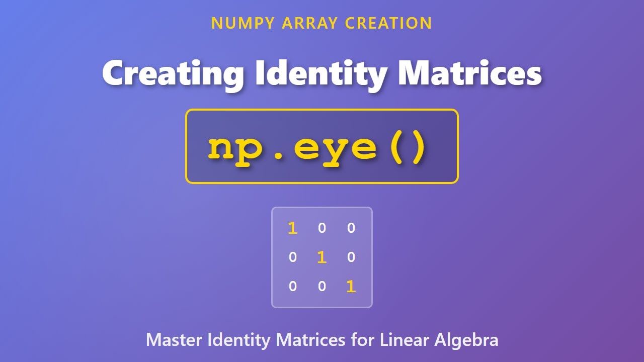 NumPy np.eye() Tutorial: Create Identity Matrices in Python | Linear Algebra Basics