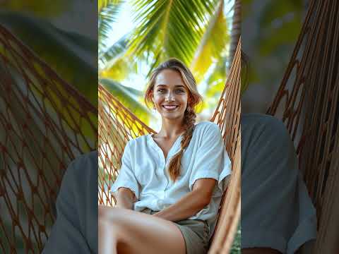 [4K] Real AI Lookbook Model – American Woman in Hammock