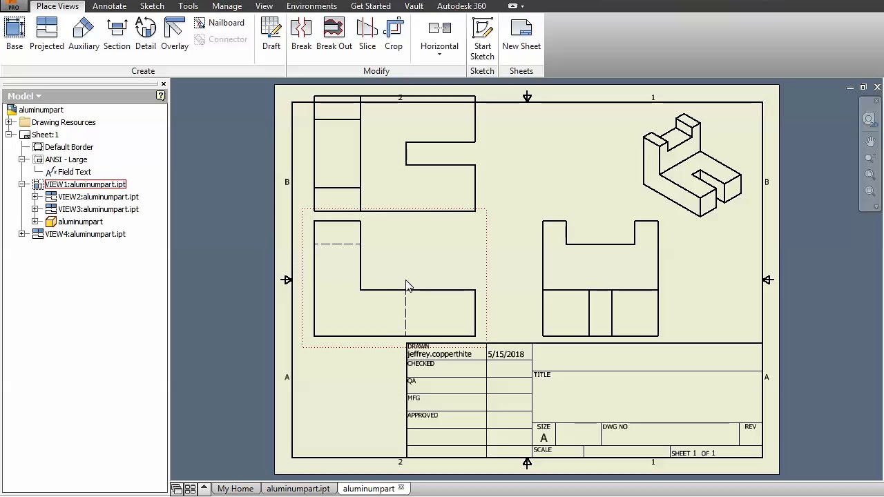 PLTW IED Reverse Engineering 6.5 - How to make drawings in Autodesk