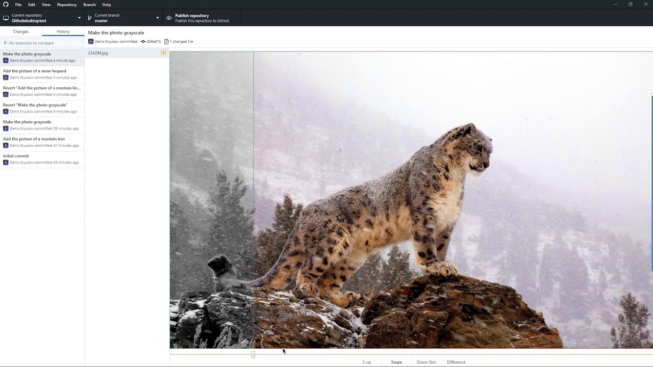 Expanded Image Diff Support Demo in GitHub Desktop