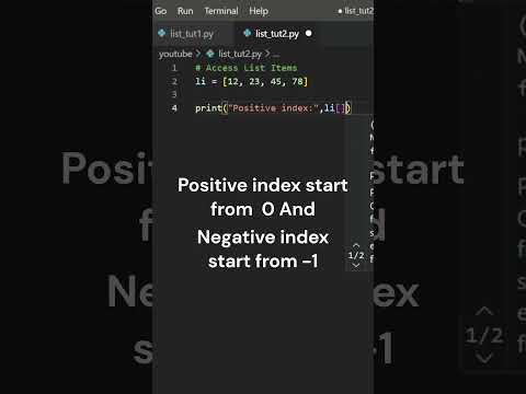 How to access Python List using Indexing: Simplified #shorts #short #array