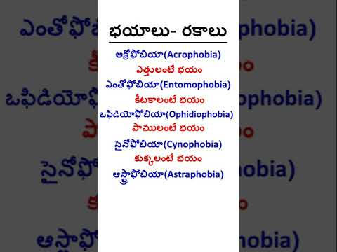 Types of Phobia in Telugu And English | భయాలు - రకాలు