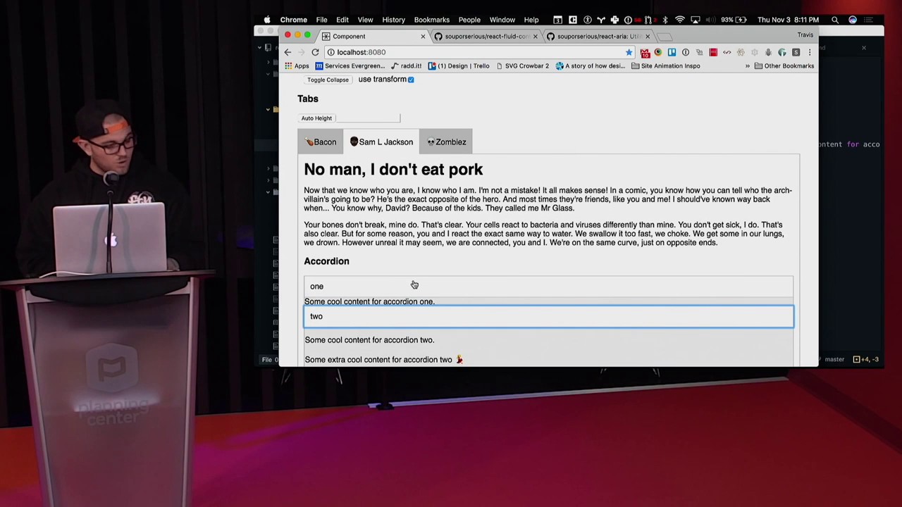 Lightning Talk: React Fluid Container by Travis Arnold