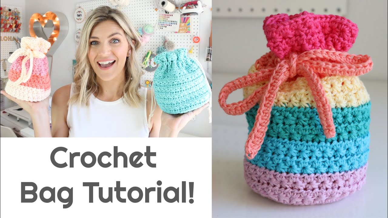 Drawstring Crochet Bag Tutorial - Star Stitch