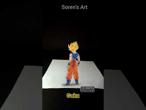 3D Goku drawing | Soren's Art #3d #dragonballz #goku #gokussj #drawing #sjram