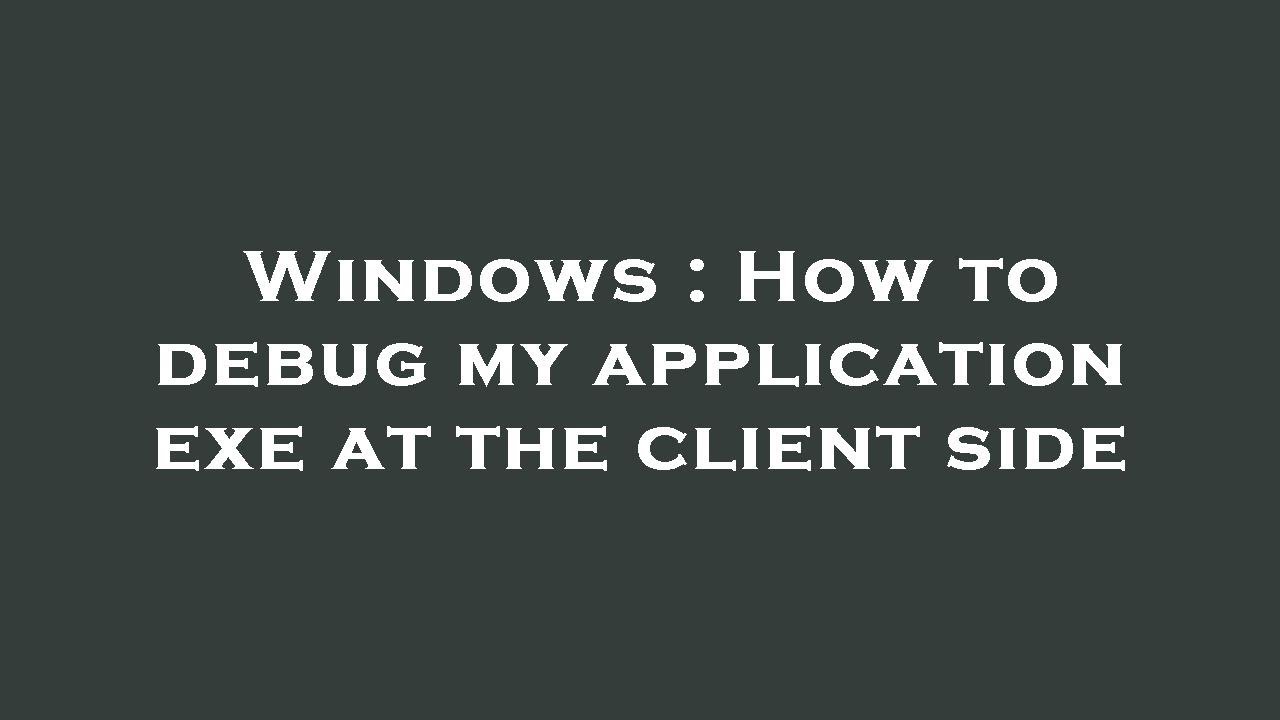 Windows : How to debug my application exe at the client side