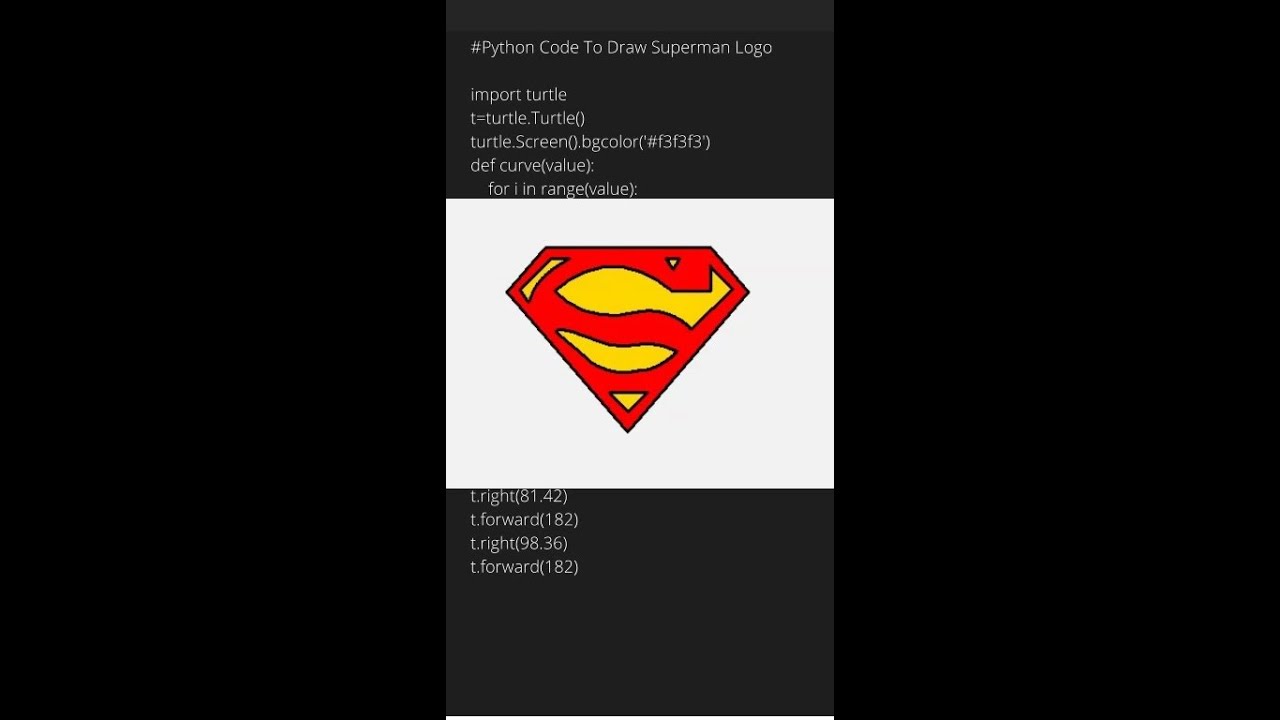 Draw Superman Logo In Python With Code | Sueprman logo code | awesome python turtle codes #Ajcoding