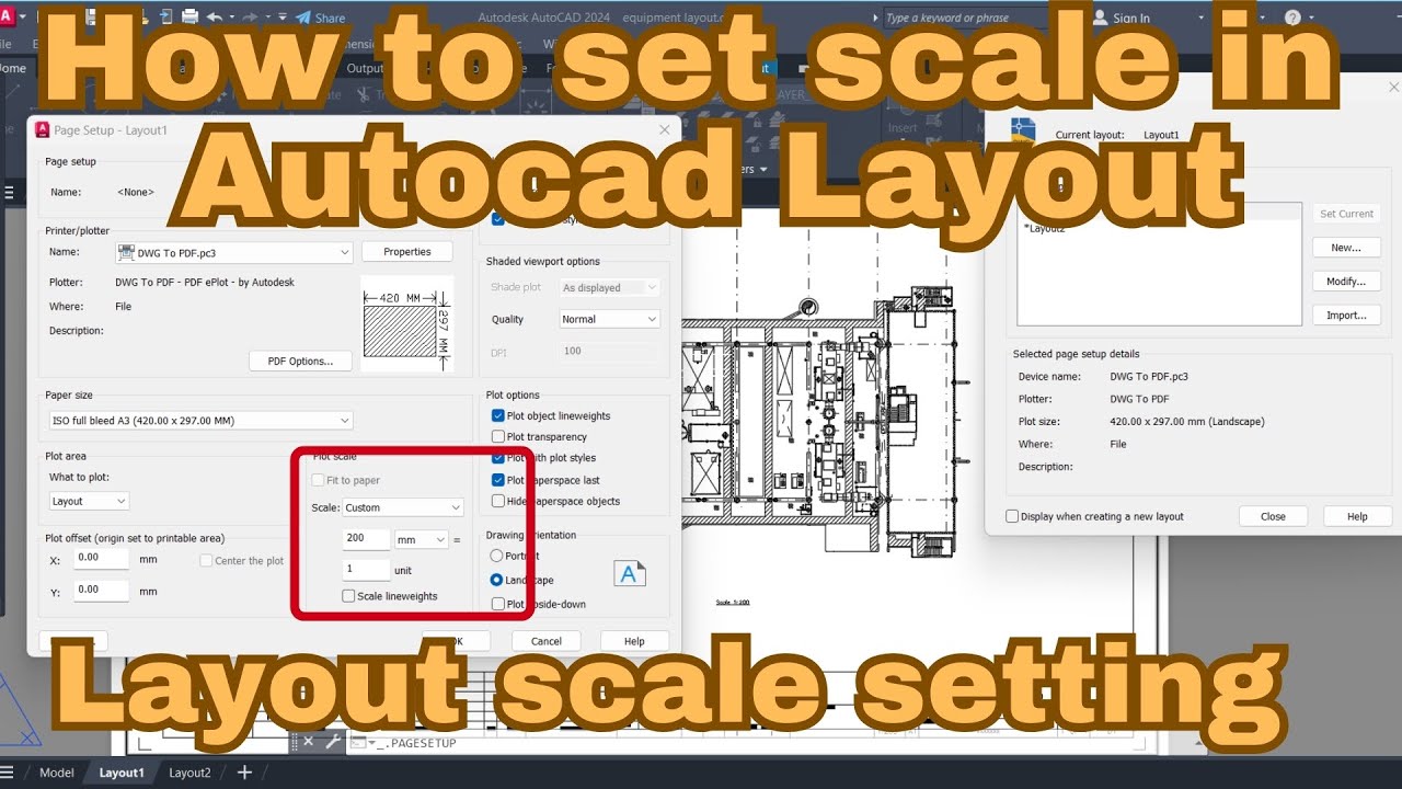 How to Set Scale in AutoCAD Layout | scale drawing in autocad