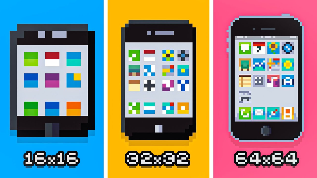 The Difference Between Pixel Art Canvas Sizes! 16x16, 32x32 and 64x64