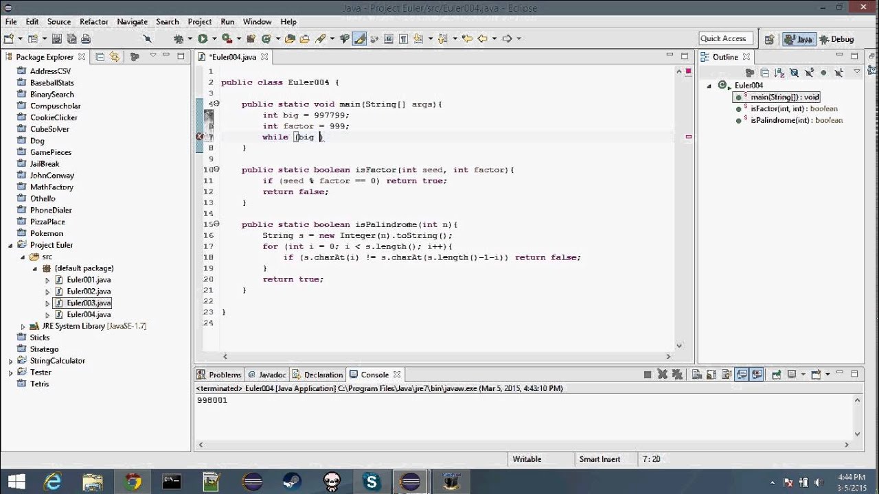 Project Euler Problem 4 in Java
