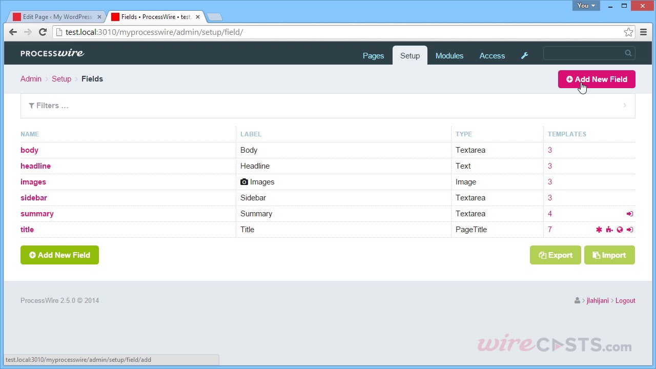 WordPress vs. ProcessWire - Custom Fields