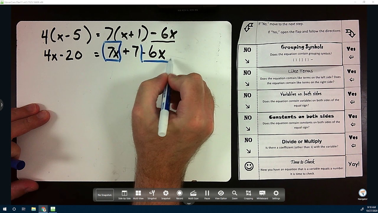 Solving Multi-Step Equations Using Foldable