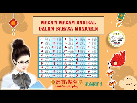 [ Part 1 ] Belajar Radikal Dalam Bahasa Mandarin （ 學部首/ 偏旁 xué bùshǒu/piānpáng ）