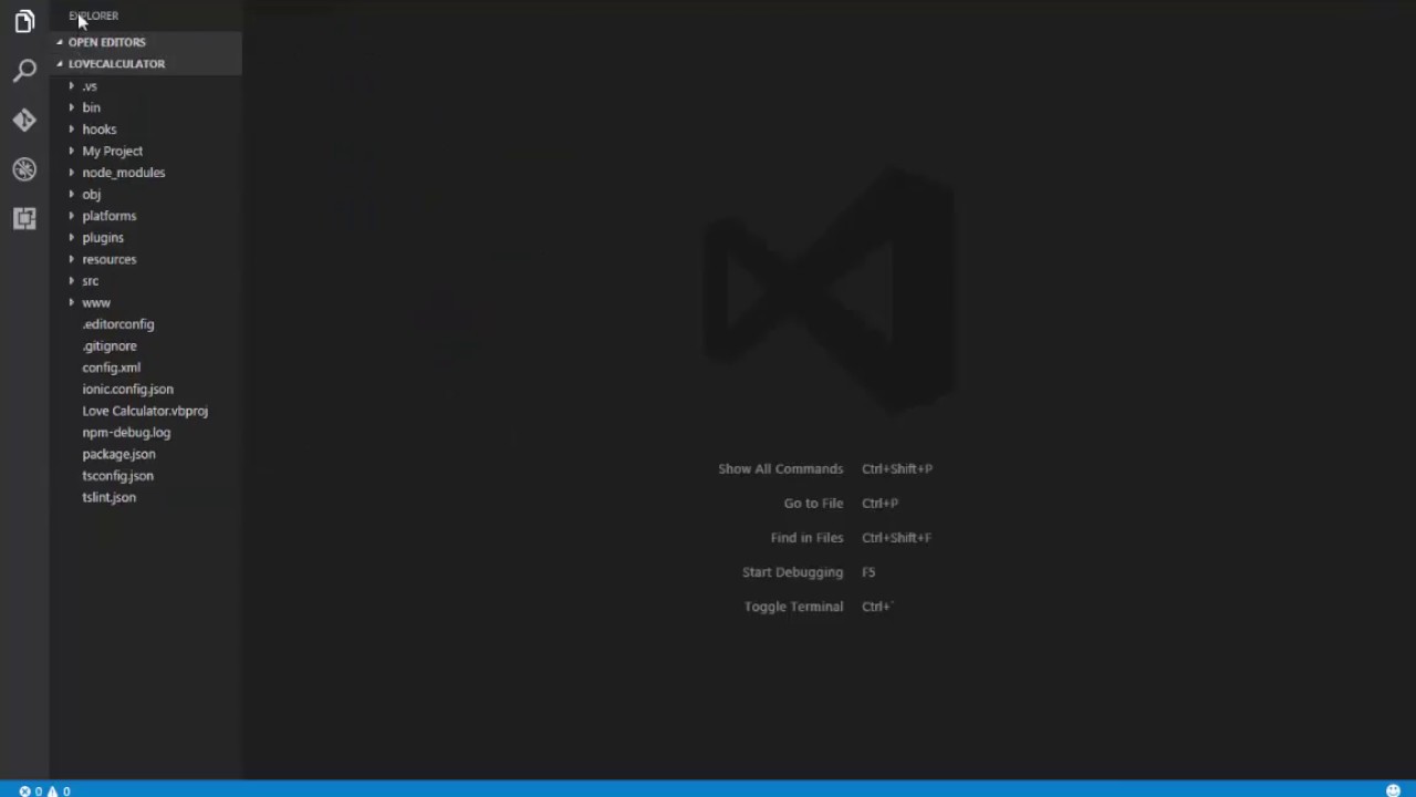 Installation of Microsoft Visual Studio Code and Open Ionic App Folder