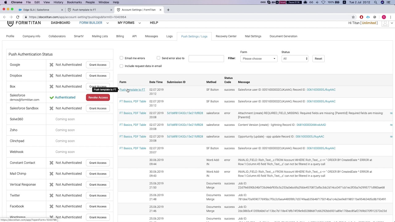Generate multiple documents using the Salesforce FT button